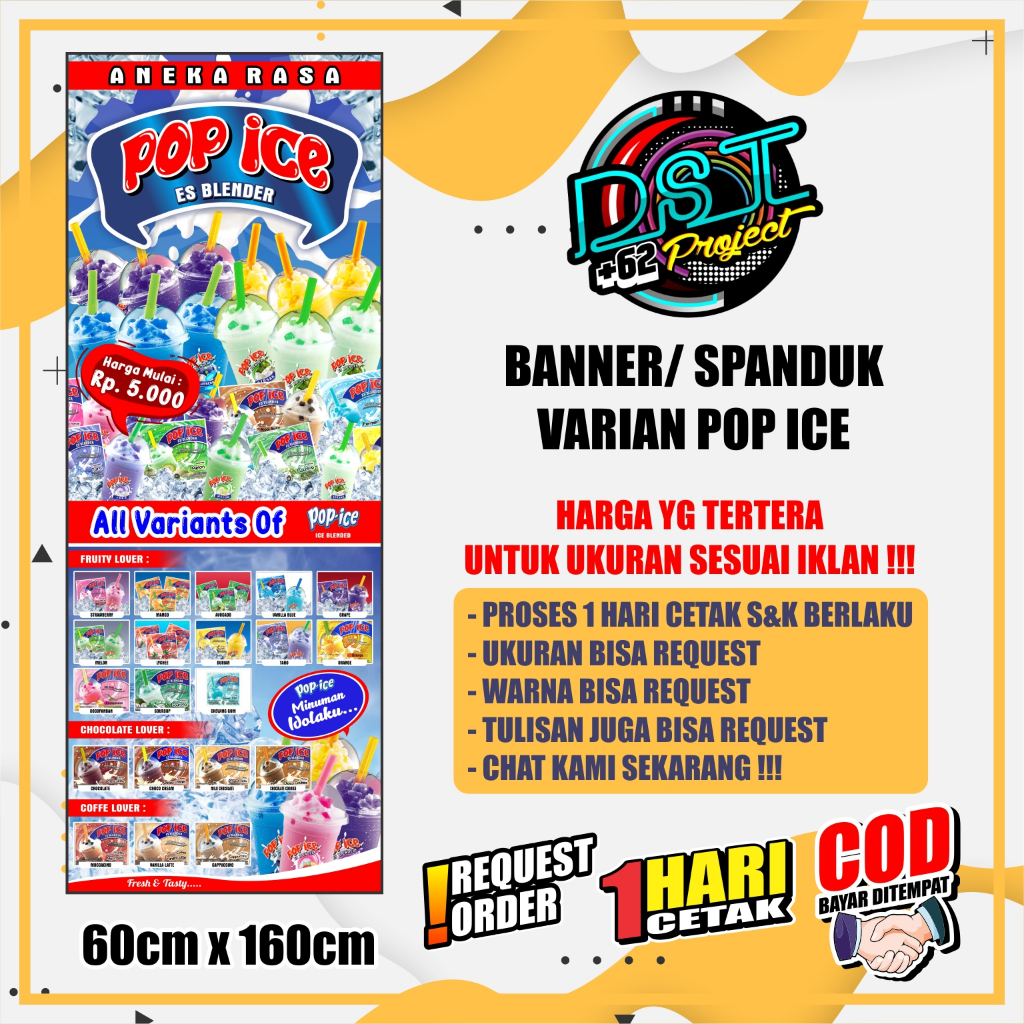 Jual BANNER / SPANDUK VARIAN POP ICE 60 x 160 | Shopee Indonesia