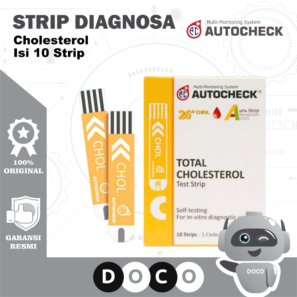 Jual Strip Cholesterol Autocheck Isi 10 Test Cek Kolesterol Auto Check ...