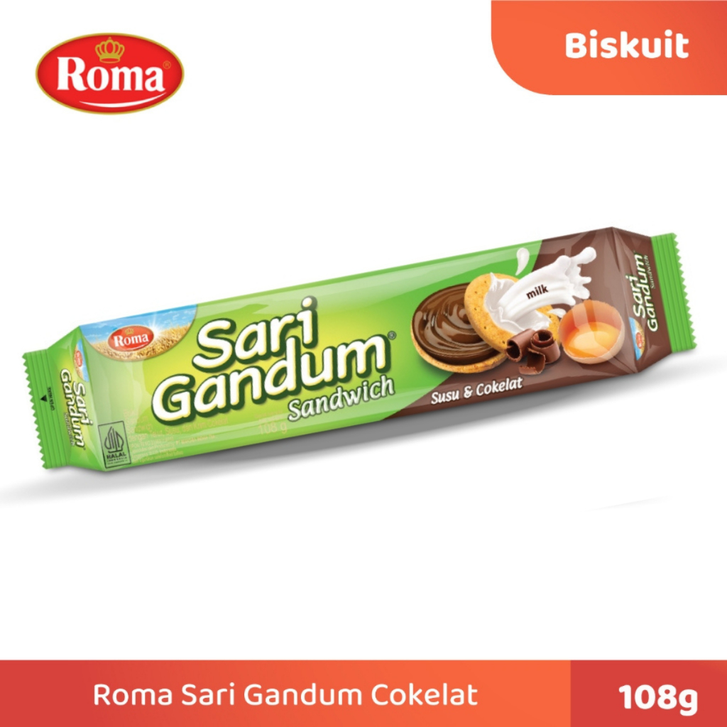 Jual Biskuit Roma Sari Gandum Biskuit Sandwich Roll Susu Coklat Cokelat ...