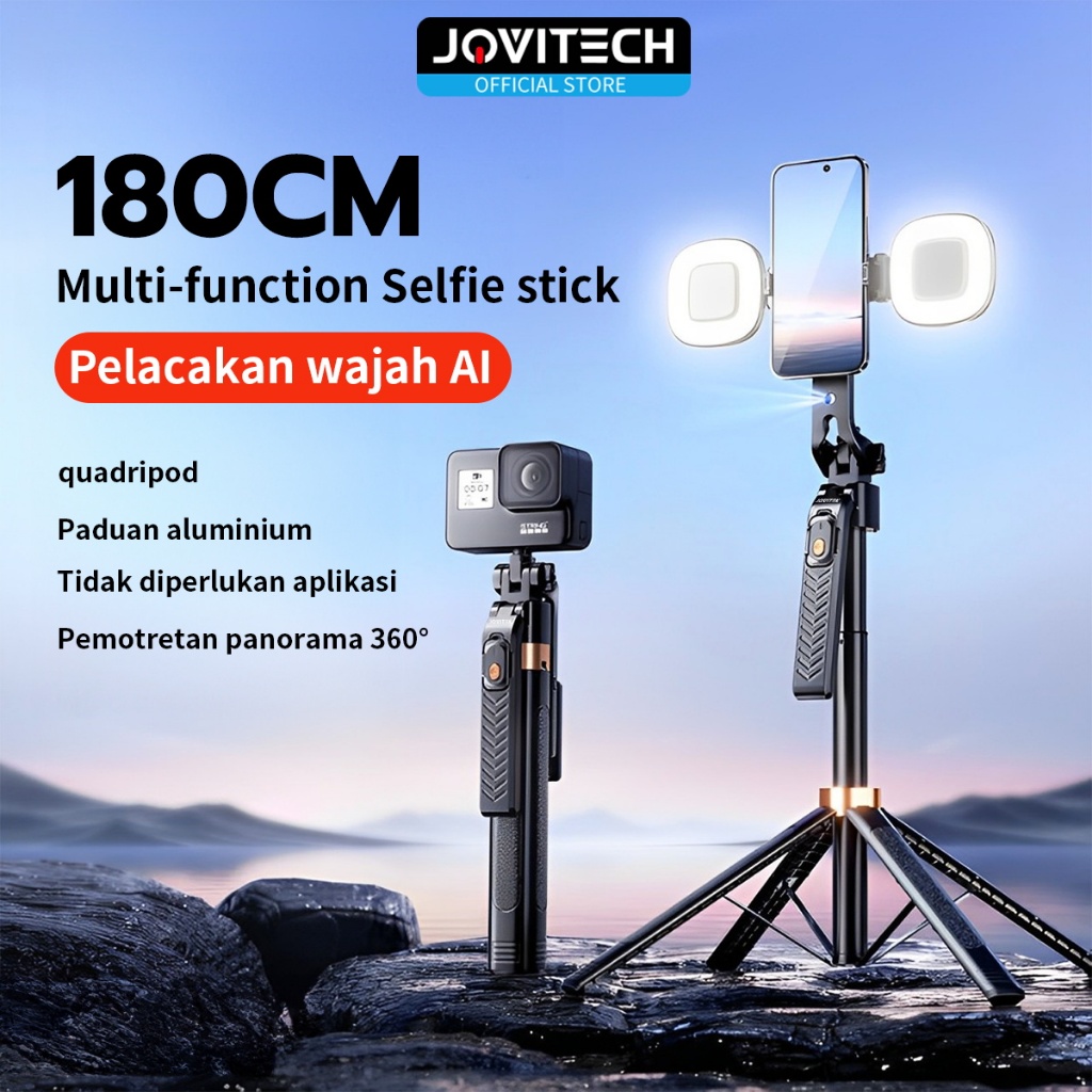 Jual Jovitech Tripod Gimbal Stabilizier Alumunium 180cm Pelacakan Wajah AI Remote Bluetooth 4 ...