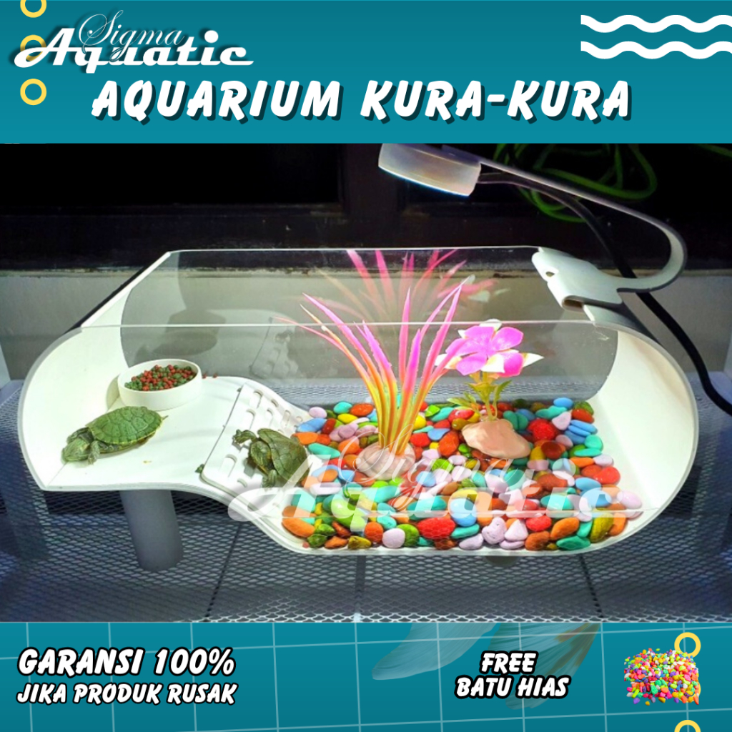 Jual 1 Set Aquarium Kura - Kura PVC Lengkap Hiasan Dan Lampu LED 3 Watt ...
