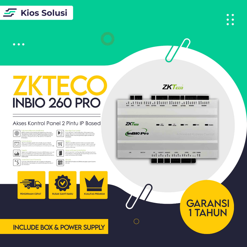 Jual Mesin Akses Kontrol | Panel Akses ZKTECO INBIO 260 PRO | Untuk 2 ...