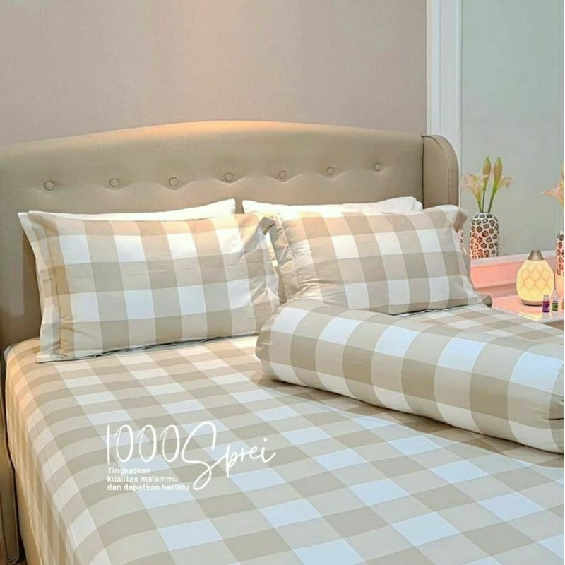 Jual 1000SPREI Sprei Katun Lokal Premium Anti Geser Motif Emily Khaki ...