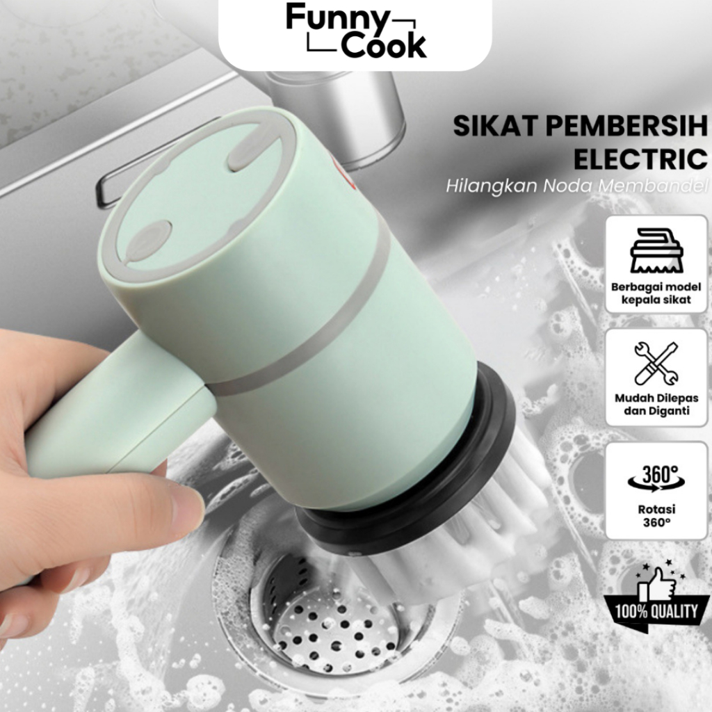 Jual FUNNYCOOK Magic Brush Portable Otomatis 3 Kecepatan 2 in 1 Sikat Pembersih Listrik Wireless ...