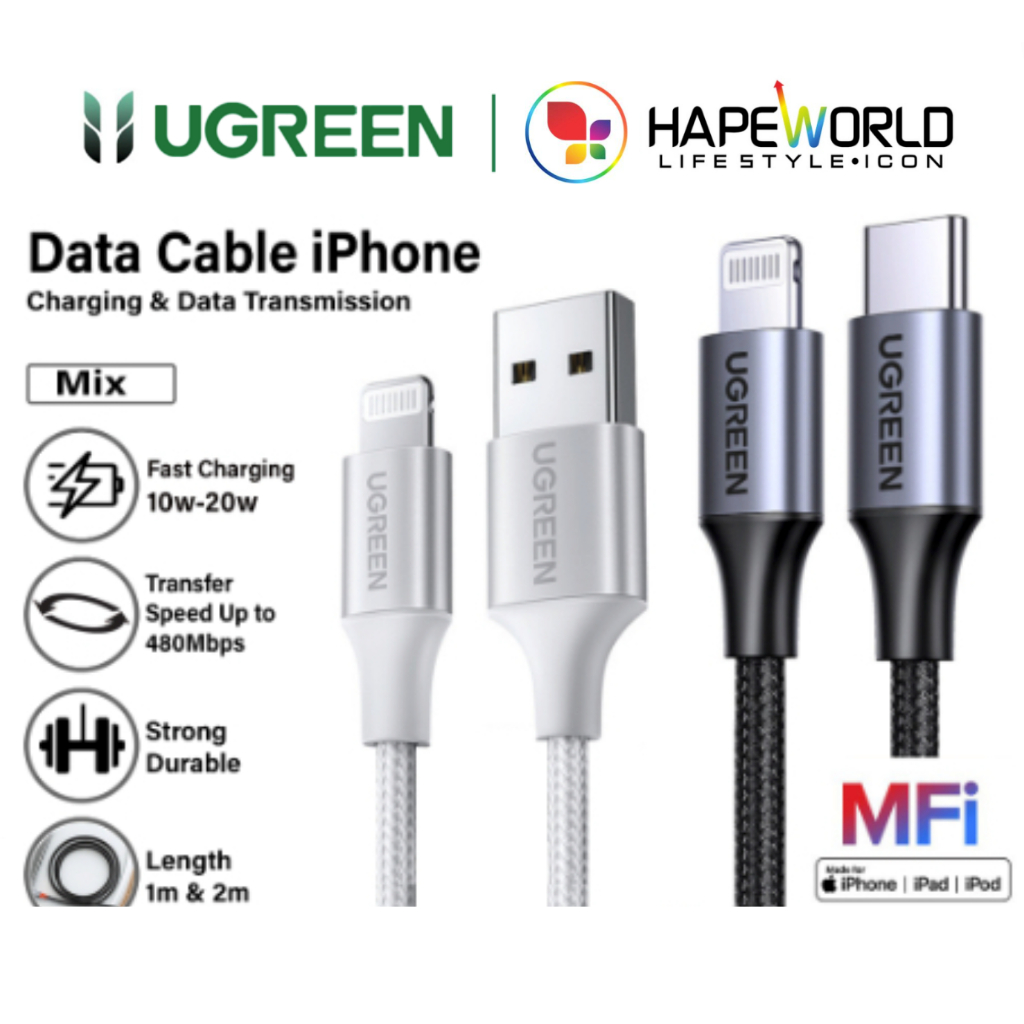 Jual UGREEN Kabel Data iPhone iPad MFi USB Lightning Dan Type C To Lightning FAST Charging ...