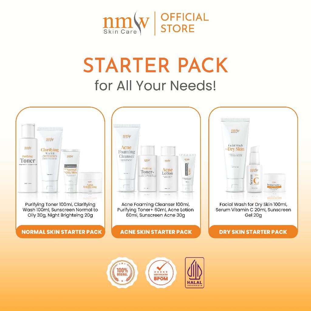 Jual NMW Starter Pack Normal/ Acne/ Dry Skin | Shopee Indonesia