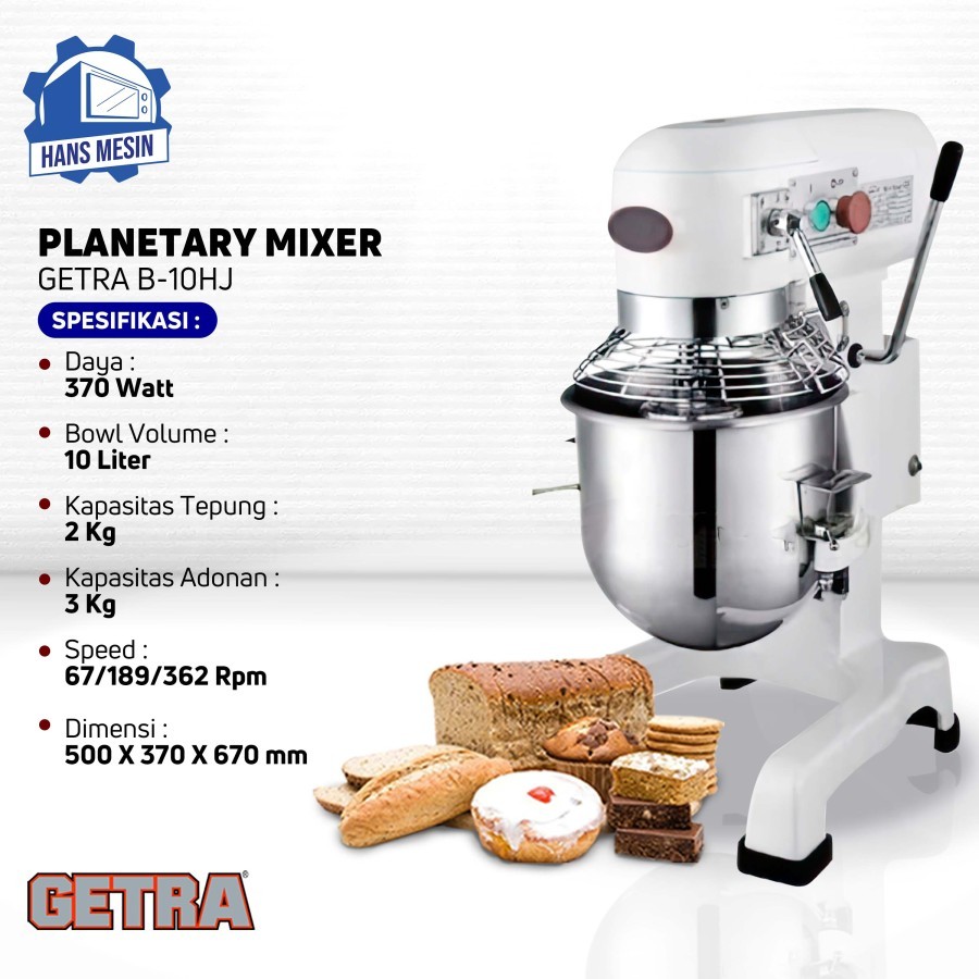 Jual Planetary Mixer Getra B-10HJ / B10HJ / B 10 HJ / Mixer 10 liter ...