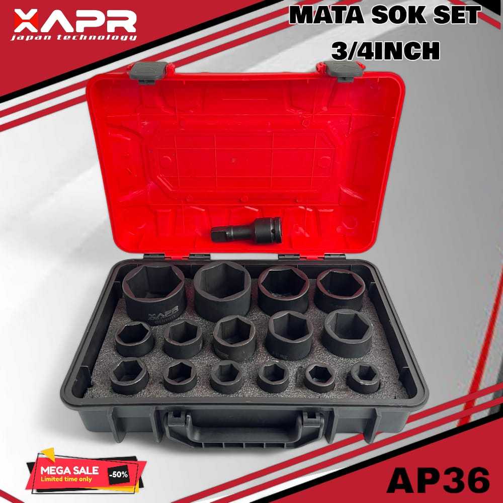 Jual APR RAJA MATA SOCK SET 3/4INCH TYPE AP36 COCOK UNTUK IMPACT WRENCH XTRA JUMBO SOKSET SOCKET ...