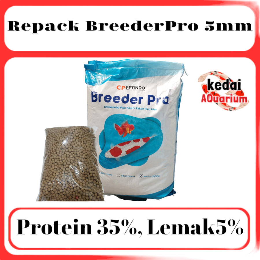 Jual Repack Pelet Breeder Pro 5mm 1kg / Pellet Food Koi BreederPro 5 mm ...