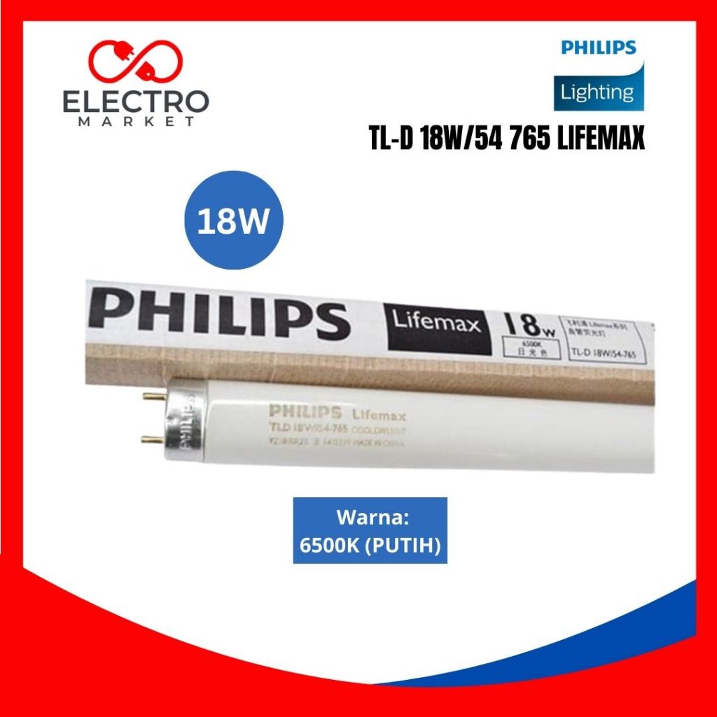 Jual Philips Lampu TL-D 18W/54 765 LIFEMAX 600mm 18 W 18WATT | Shopee Indonesia