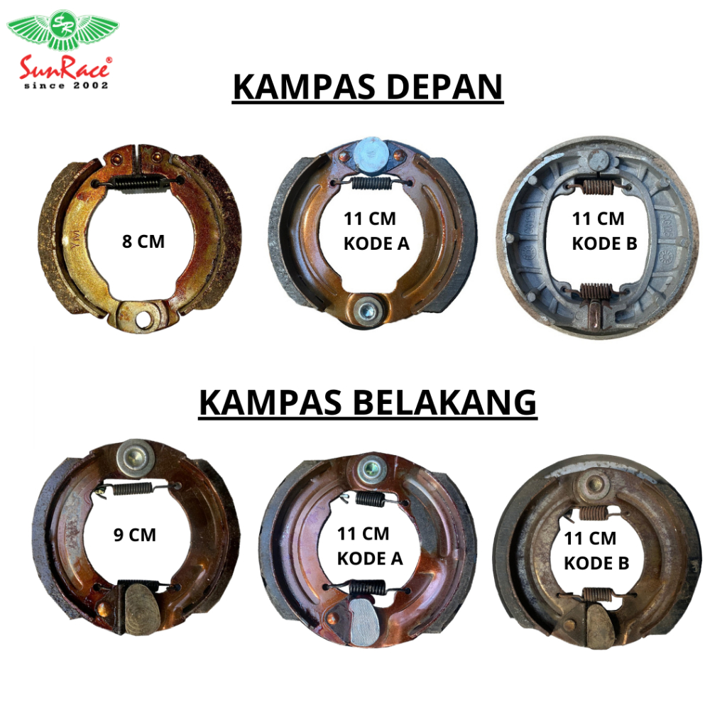 Jual KAMPAS REM TROMOL / BRAKE SHOE DRUM SEPEDA LISTRIK PREMIUM ORIGINAL SUNRACE | Shopee Indonesia