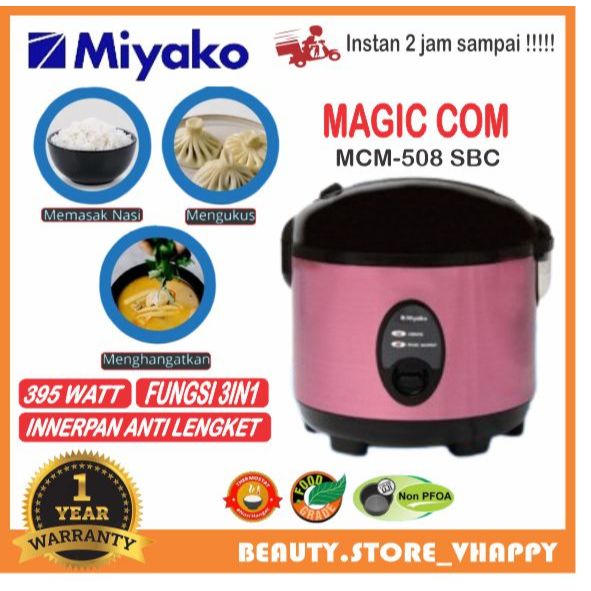 Jual Rice Cooker/Magic Com Miyako Warmer Plus 1.8L MCM508 SBC 3in1 Anti ...