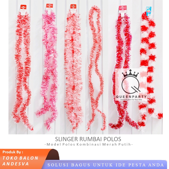 Jual Slinger merah putih / slinger tinsel hiasan agustus / slinger ...