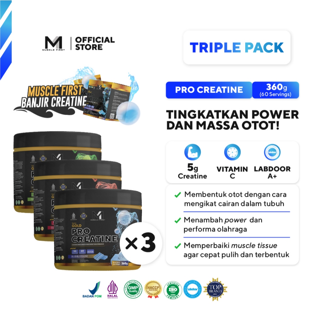 Jual [BUNDLE] MUSCLE FIRST Pro Creatine 360gr x3 Suplemen Fitness ...