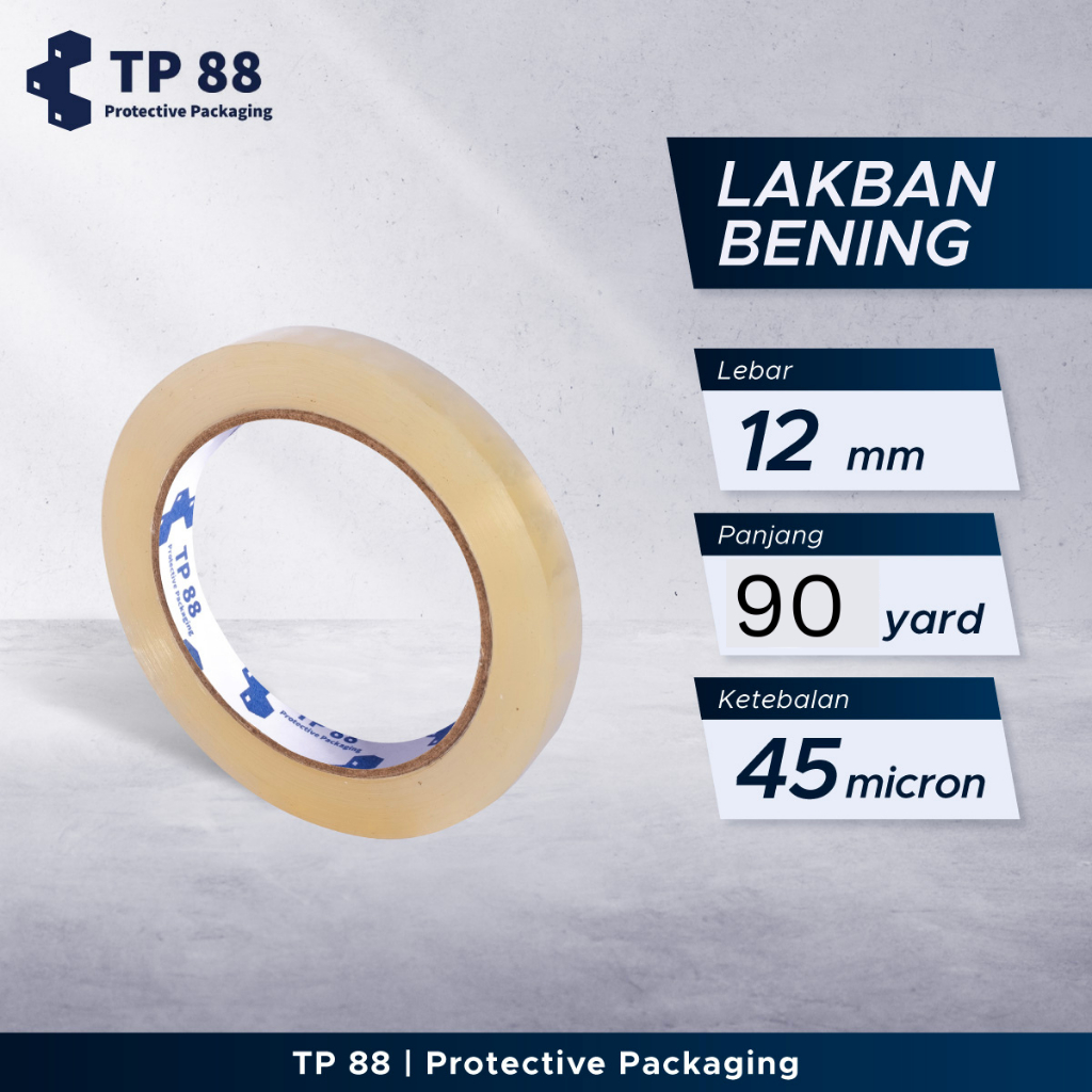 Jual Lakban Bening 12mm x 90 Yard x 45 Micron TP88 JAGO PACK | Shopee Indonesia
