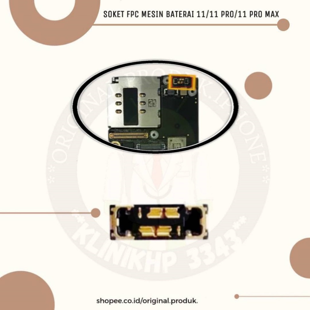 Jual BAGIAN MESIN SOKET BATERAI ( FPC ) 11/11 PRO/11 PRO MAX ON MOTHERBOARD ORIGINAL | Shopee ...
