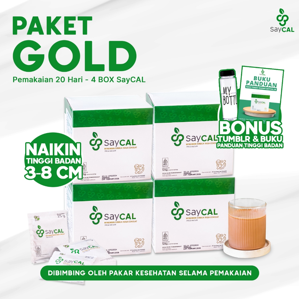 Jual Susu Tinggi Badan SayCAL - Paket GOLD [20 HARI - 4 BOX] | Shopee ...