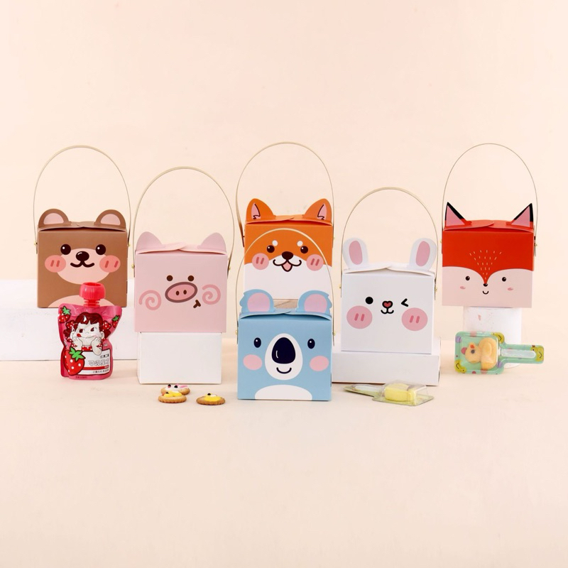Jual (MIN 5pcs) mini gift box animals, kotak party favors parcel ...