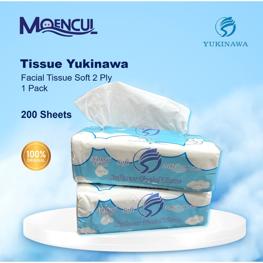 Jual 1 Pack Yukinawa Tissue 2 Ply Biru 200 Sheets / Tissue Wajah / Tisu ...