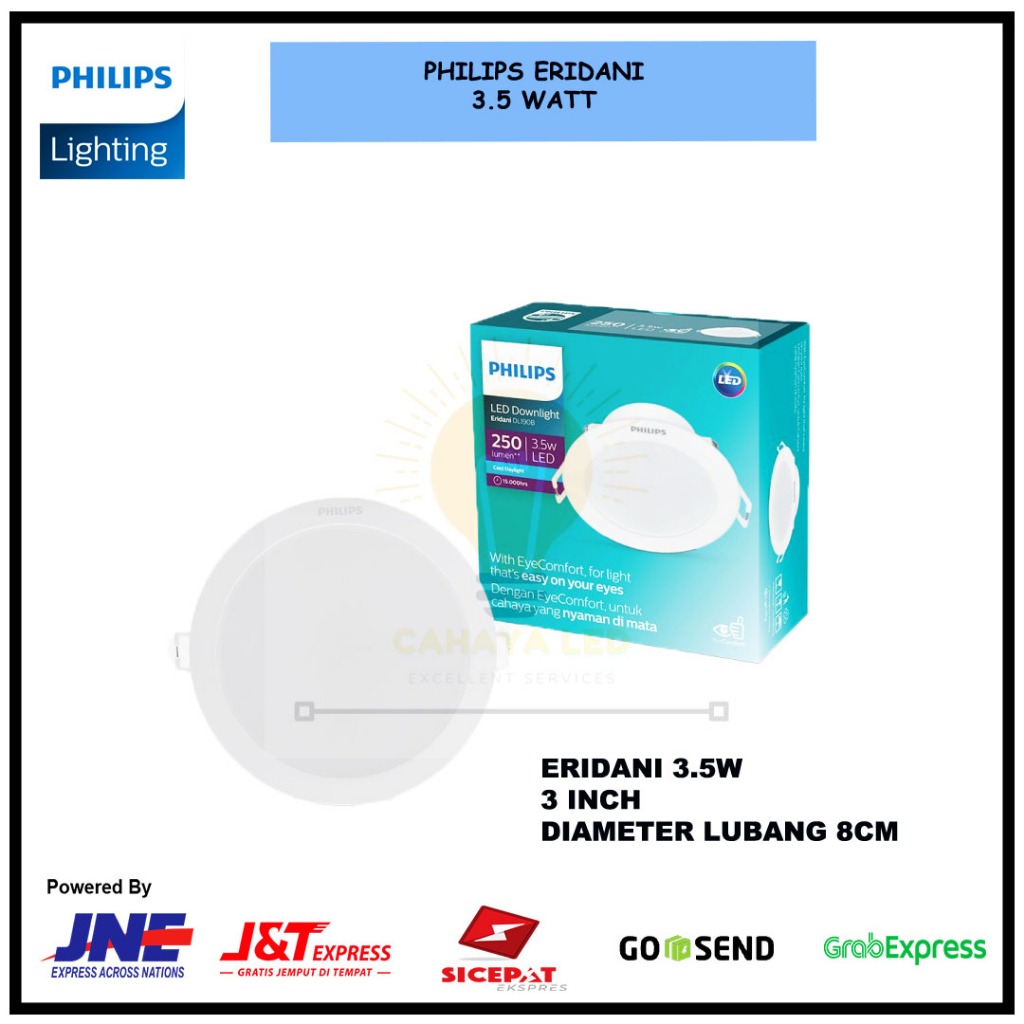 Jual PHILIPS DOWNLIGHT LED ERIDANI GEN 2 DL190B 3 Inch 3.5W 3.5 WATT 3.5 w 65K / 40K / 30K ...