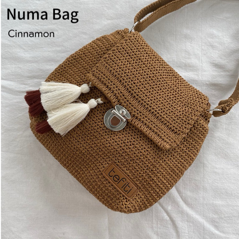 Jual Tas Rajut Selempang NUMA Knit Bag Tali Serut Bag Lock Sling Bag ...