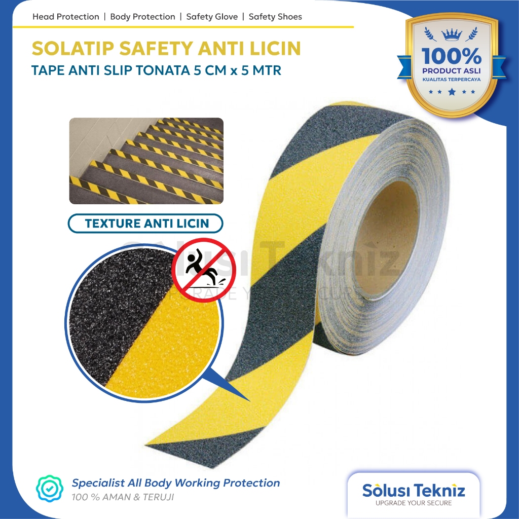 Jual Lakban Anti Licin Lantai Tangga Kuning Hitam / Safety Walk Tape Anti Slip 5 cm x 5 Meter ...