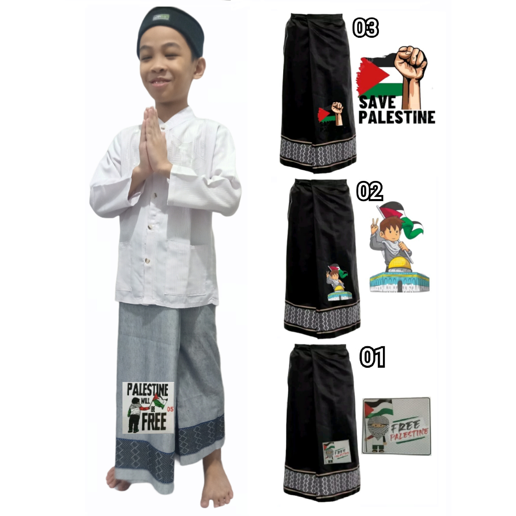Jual Sarung Anak Instan Sablon Bergambar Karakter Palestine Usia 6-11 ...