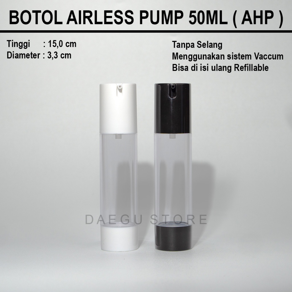 Jual Botol Airless PUMP 50ml Lotion Cream Serum Skincare Vacuum Treatment Travel Size Mini ...