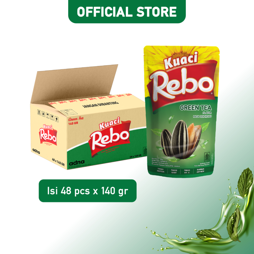 Jual Rebo Kuaci Rasa Green Tea 140 Gram - 1 Dus (Isi 48 Pcs) | Shopee Indonesia