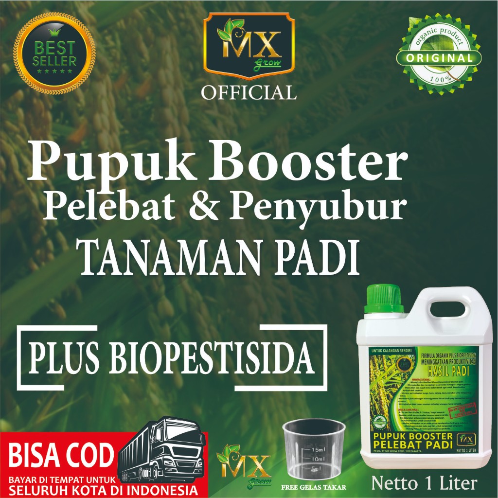 Jual Pupuk Organik Cair Penyubur Pelebat Buah Padi 1 Liter / Booster Padi | Shopee Indonesia