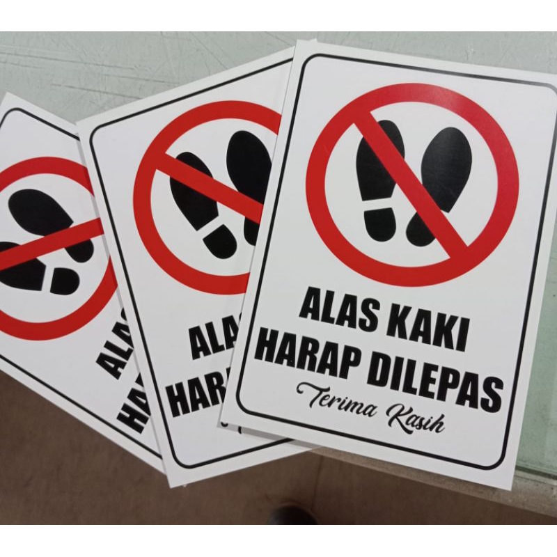 Jual alas kaki harap dilepas sandal sepatu pvc petunjuk sign signage ...