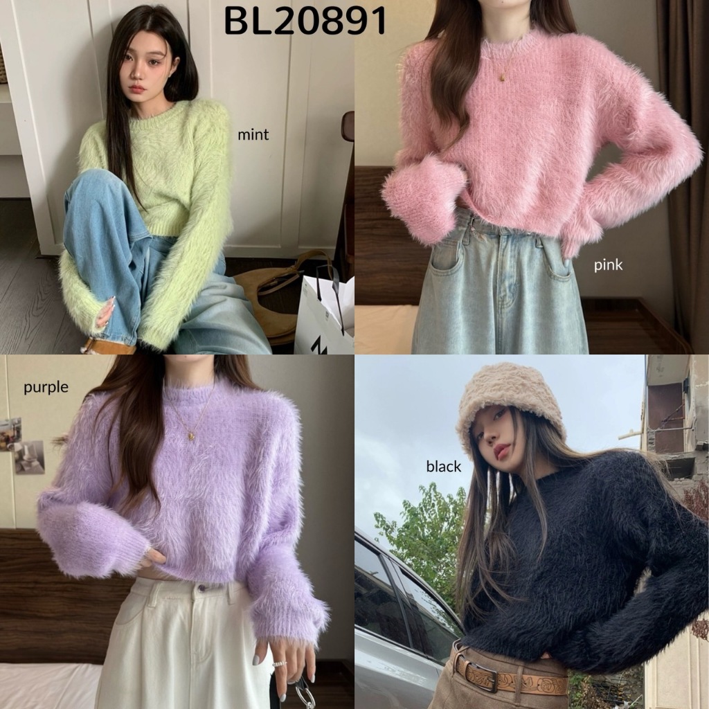Jual [FG] Jane Fluffy Furry Loose Blouse BL20891 | Shopee Indonesia