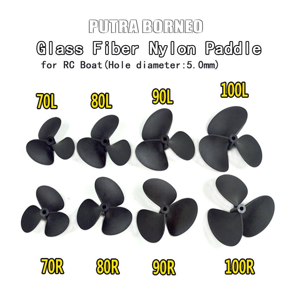 Jual Rc boat Propeller Baling 80mm 90mm 100mm Shap 5mm Cw Ccw Nylon ...