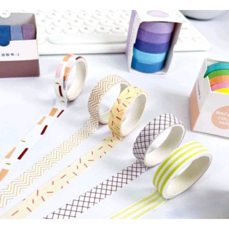 Jual Roll Masking Tape Set 5 Pcs Essential Collection Basic Pattern Isi ...