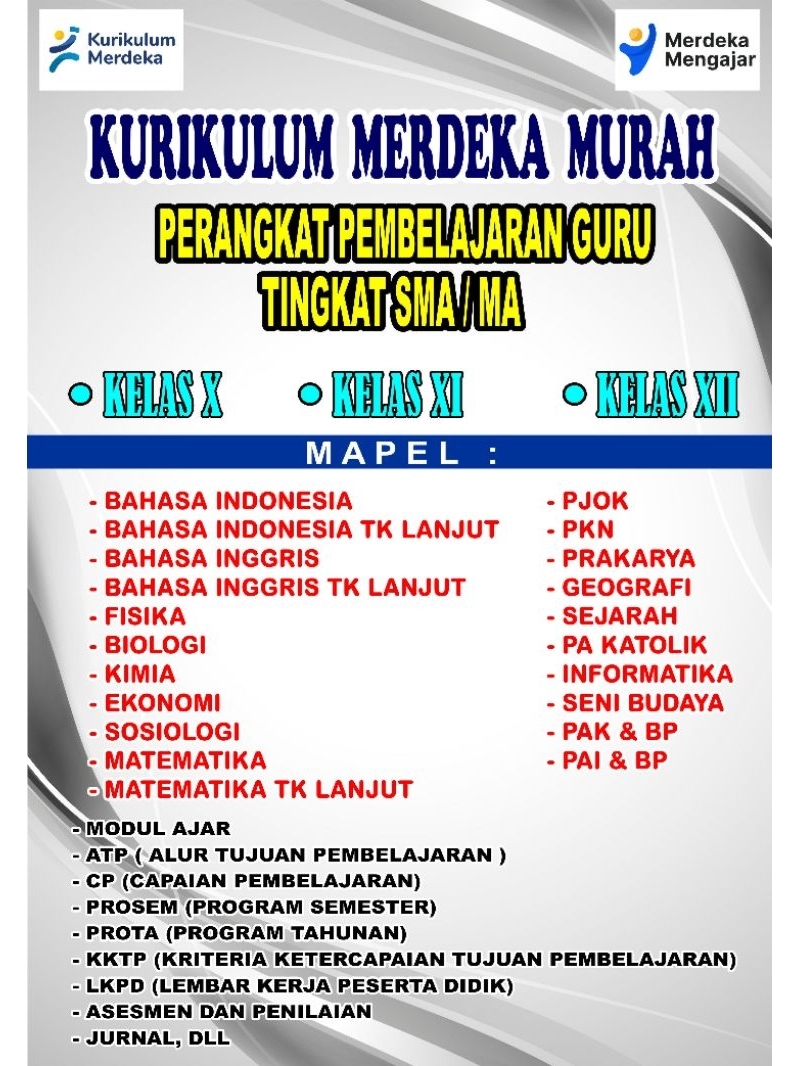 Jual Perangkat pembelajaran kurikulum merdeka Modul ajar SMA/MA | Shopee Indonesia