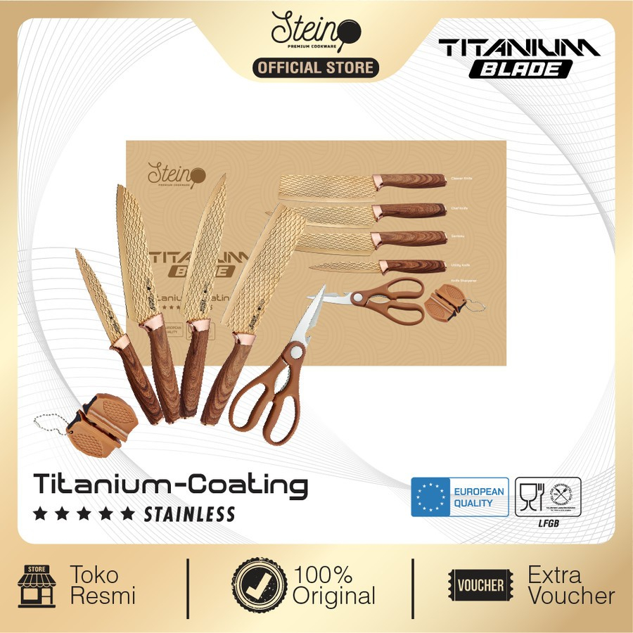 Jual Pisau Set Steincookware Titanium Blade 6 in 1 Gunting Pisau ...