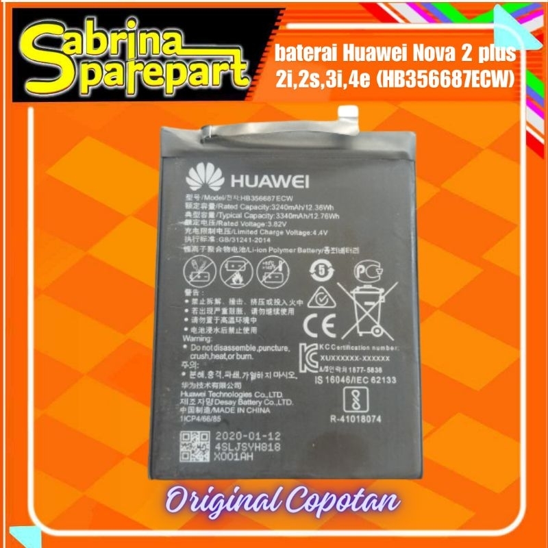 Jual Baterai Huawei Nova 2 Plus Nova 2i HB356687ECW Original Copotan ...