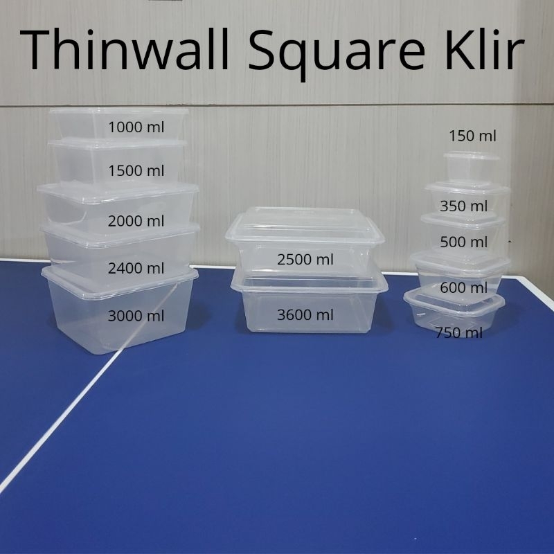 Jual thinwall klir square 150ml 350ml 500ml 600ml 750ml isi 25pcs ...