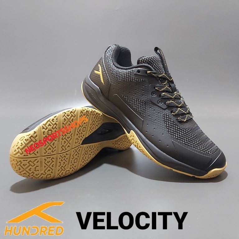 Jual Sepatu Badminton Hundred HNDRD Velocity 102 Black Gold Original ...