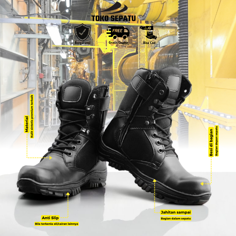 Jual Sepatu Safety Pria Boots Pdl PDH TNI POLRI Sepatu Kerja Pria ...