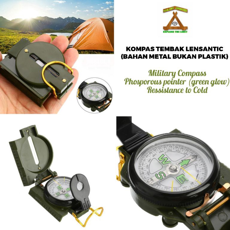 Jual KODE V5O Kompas Bidik Tembak Outdoor Military Lensatic Bahan Metal ...