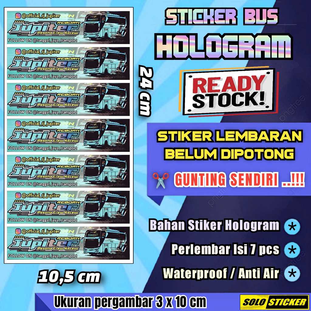 Jual Stiker Bus Panjang Jupiter Hologram Lembaran Isi 7pcs Gunting ...