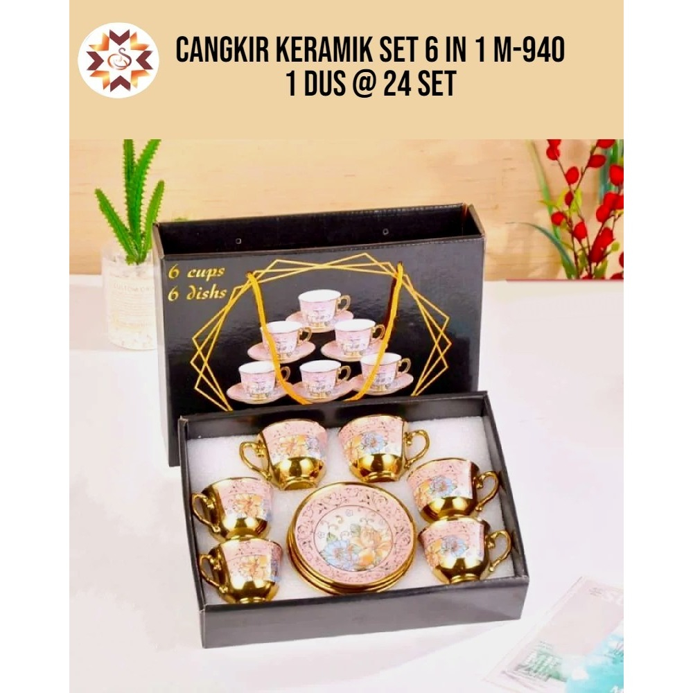 Jual Hamper Kado Cangkir Keramik Set 6 IN 1/ Set Cangkir Dan Piring ...