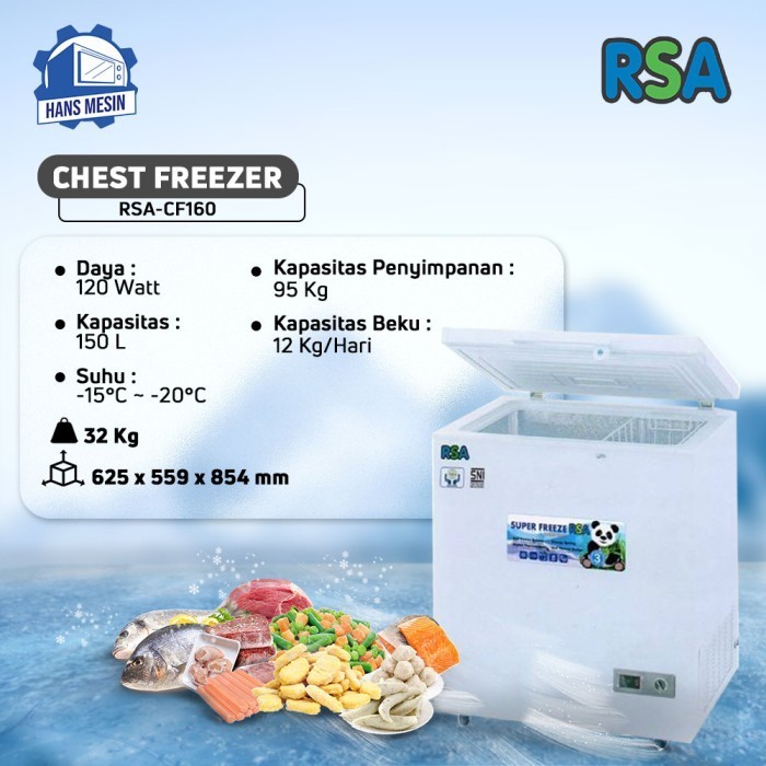 Jual RSA Chest Freezer CF-160 / CF 160 / CF160 / 150 liter | Shopee ...