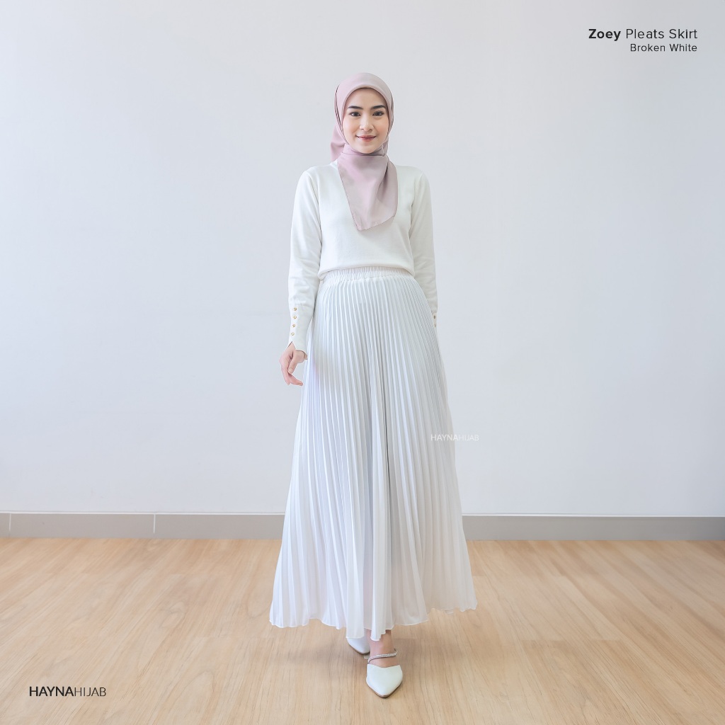 Jual HAYNA Zoey Pleats Skirt (Broken White) - Rok Wanita Plisket ...