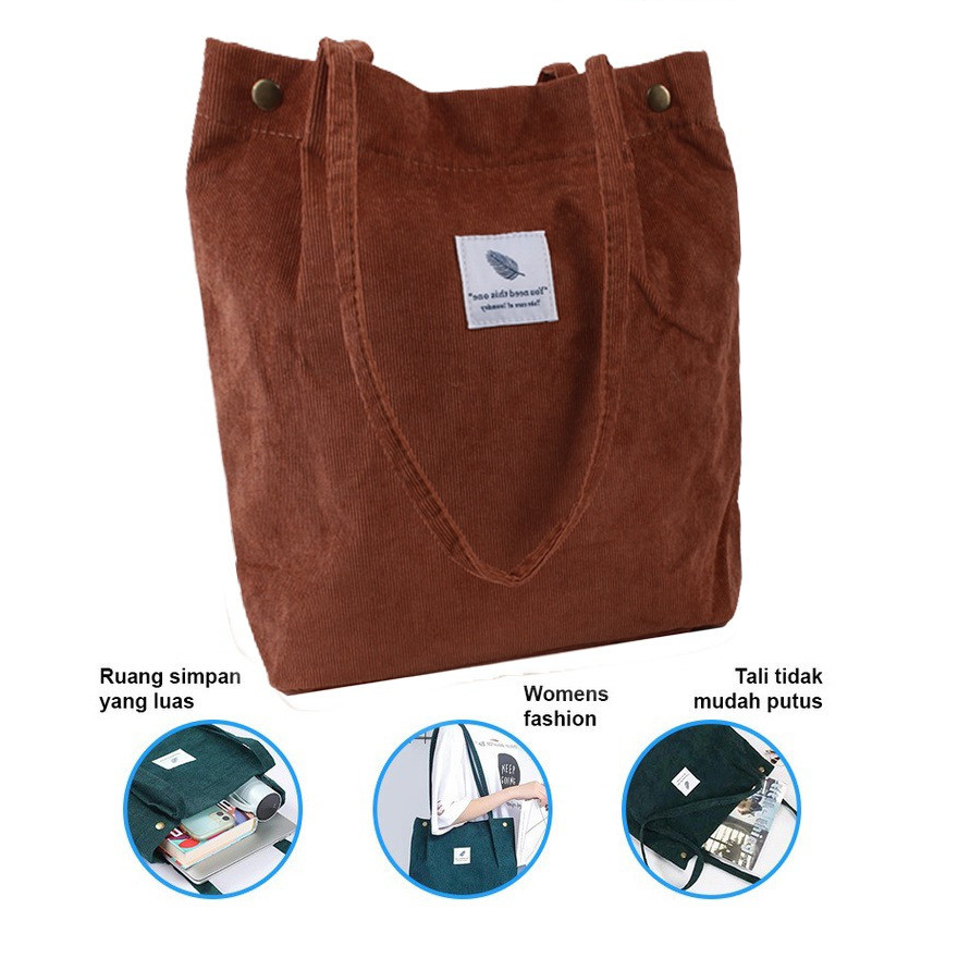 Jual Tas Tote Bag Corduroy Zamzam T14 Tas Bahu Kapasitas Besar Shoulder ...