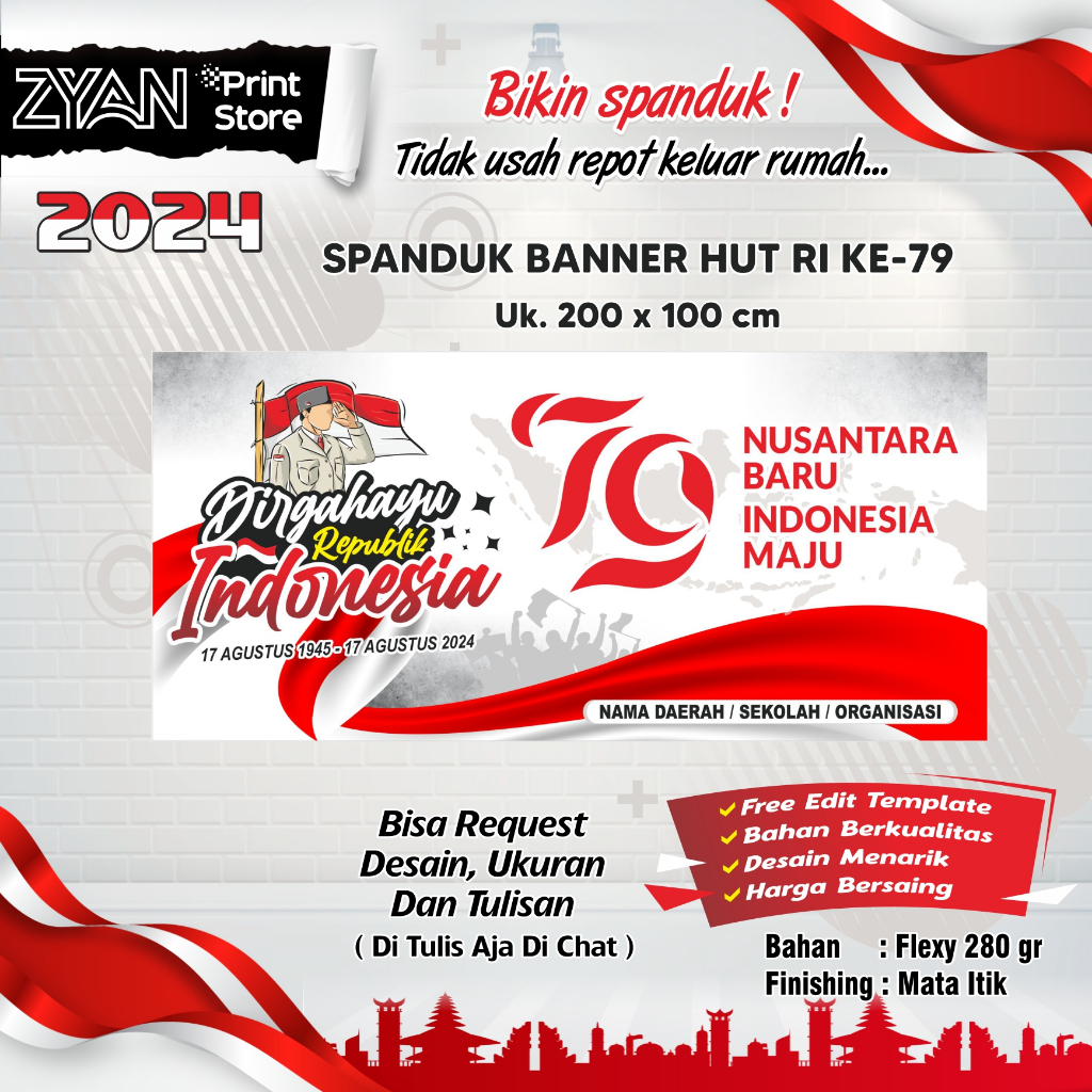 Jual Banner Spanduk 17 Agustus HUT RI ke 79 | Shopee Indonesia