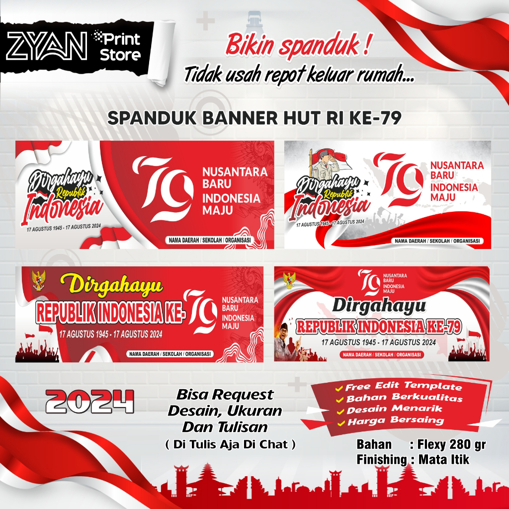 Jual Banner Spanduk 17 Agustus HUT RI ke 79 | Shopee Indonesia