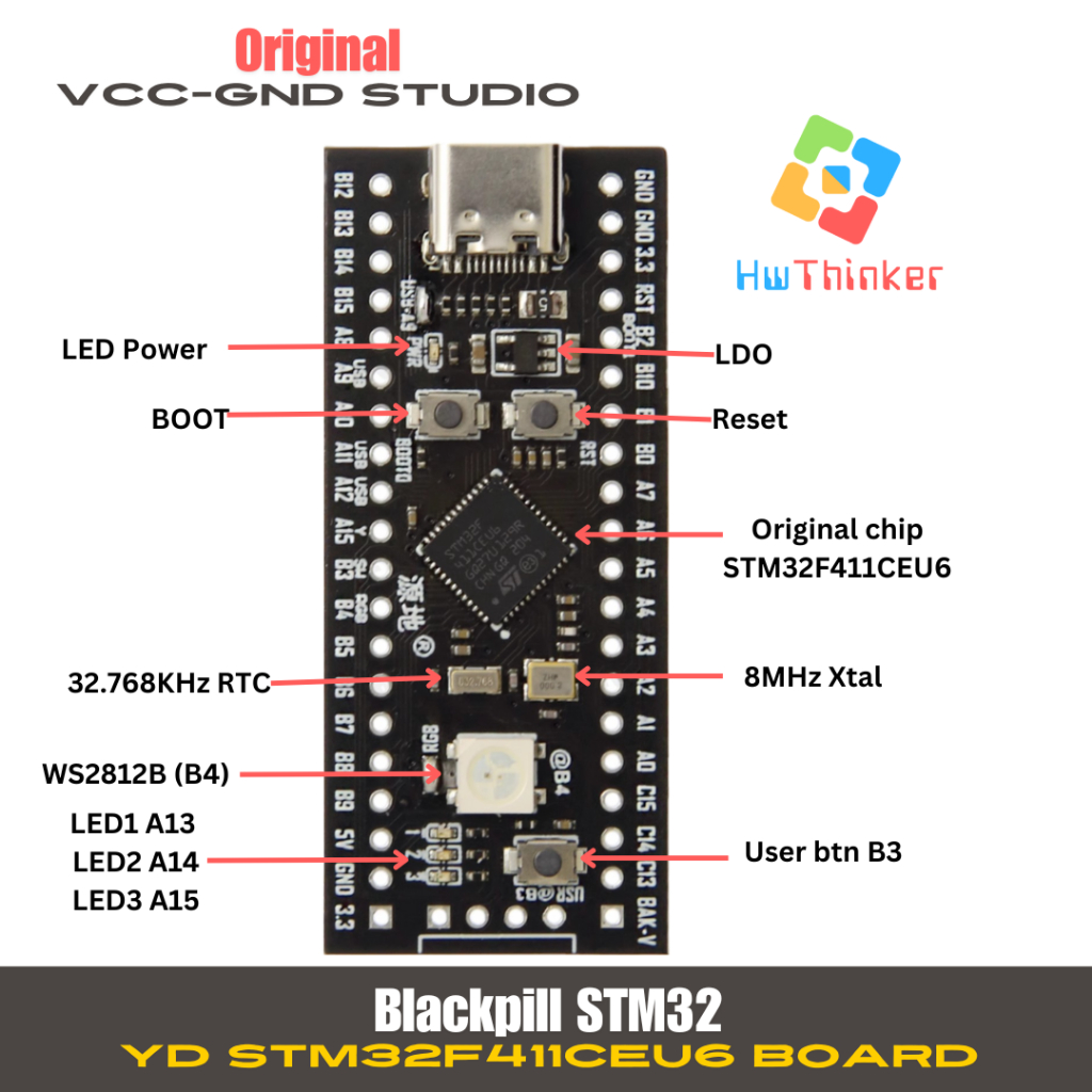 Jual STM32 STM32F4 YD-STM32F411CEU6 F411 ARM Cortex M4 Blackpill Board | Shopee Indonesia