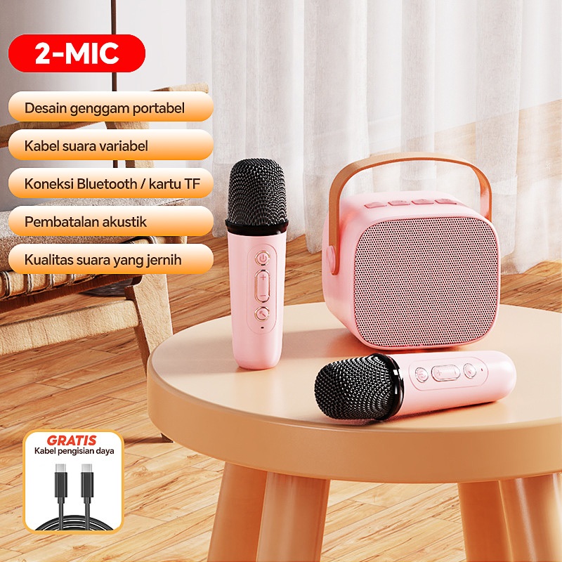 Jual 100% Original mini Karaoke speaker bluetooth Bass K1 Microphone ...